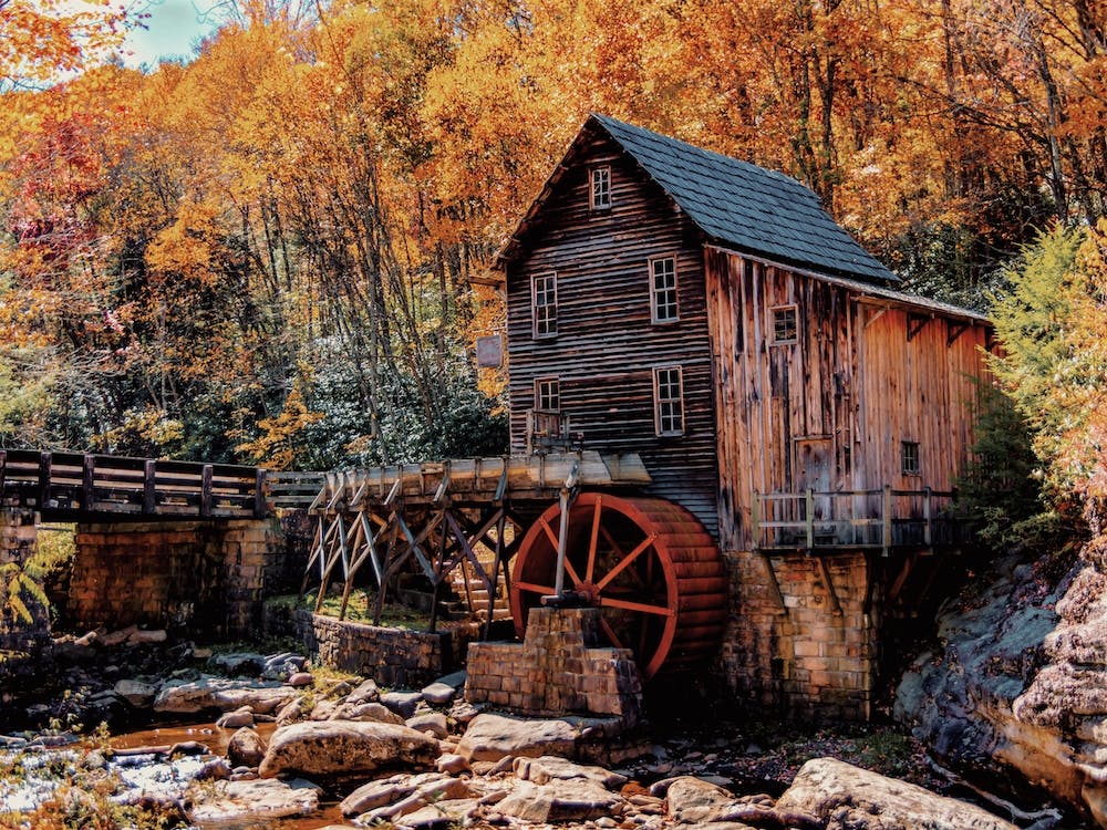 Autumn Water Wheel Cabin Art Print by Inkish Prints – Fy!