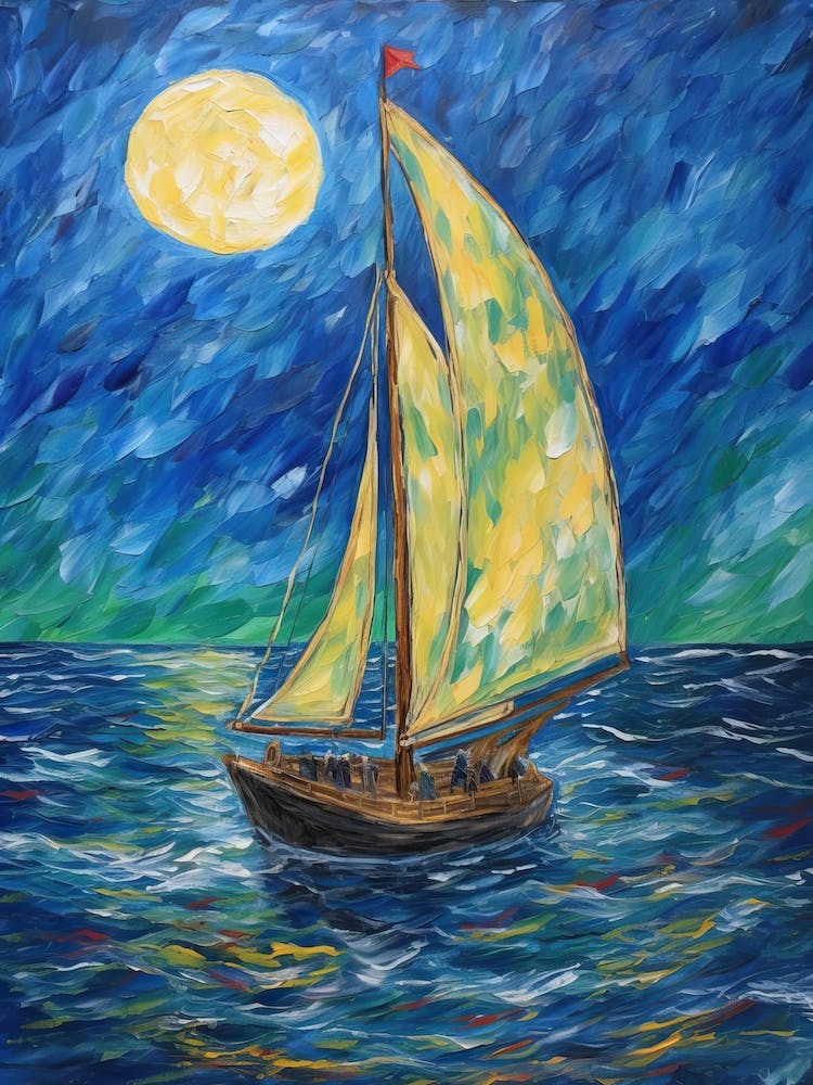 Sailing In The Style Of Van Gogh 4 Art Print by SportsArt Masters – Fy!