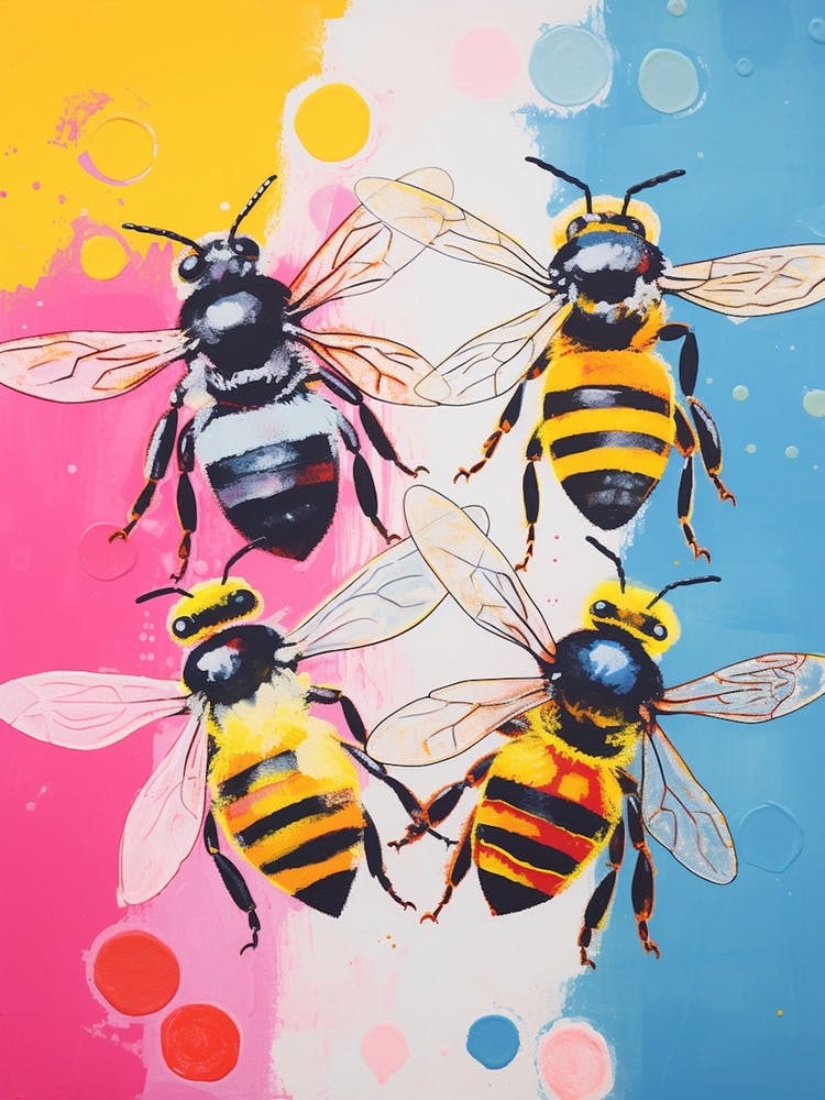 Vivid Bees Pop Art Inspired 2 Art Print by PopArt Pals – Fy!