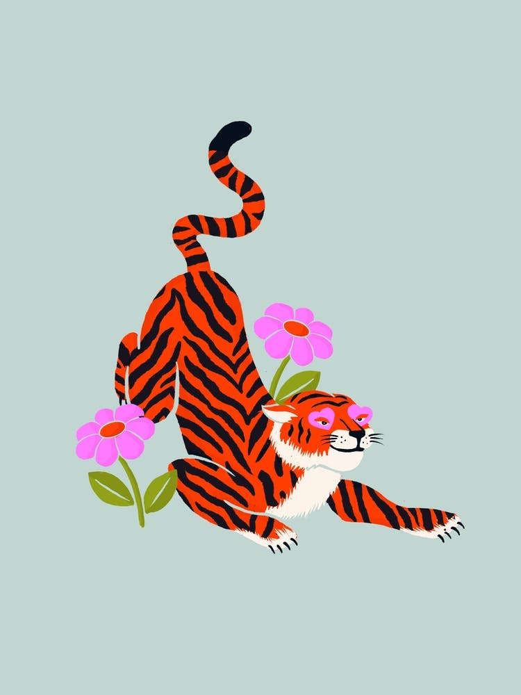 Tiger Flower Hunt Art Print by Jaclyn Caris – Fy!