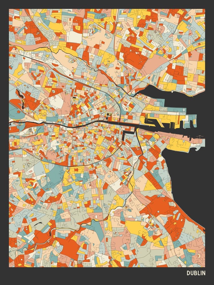 Dublin Ireland Map Art Print by Counter Colour – Fy!