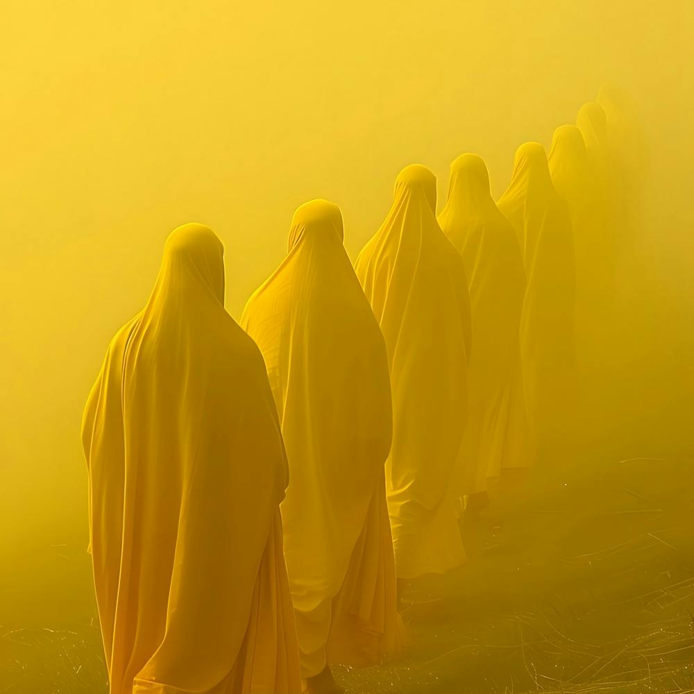 Line Of Yellow Robes Art Print by ThatWorksMedia – Fy!