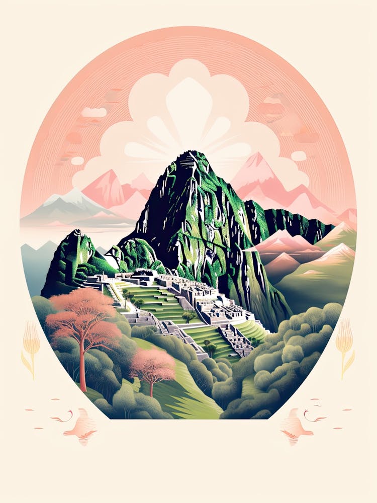 Machu Picchu Cusco, Peru Cute Botanical Illustration Travel 0 Art Print ...