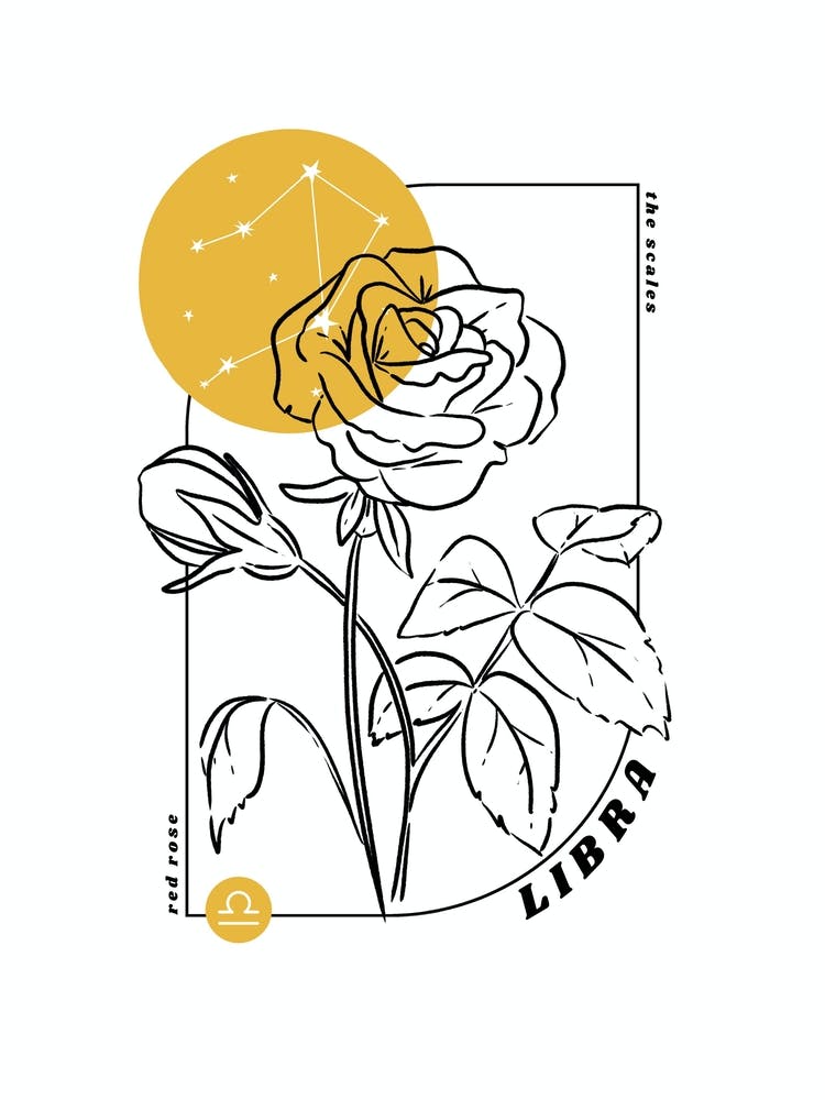 Libra Birth Flower & Zodiac Sign Art Print by Jande Summer – Fy!