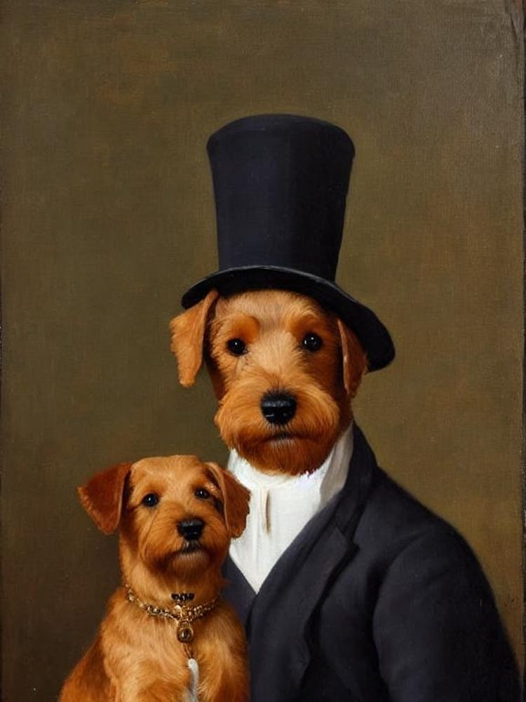 Welsh Terrier Renaissance Portrait Oil Painting Art Print by ...