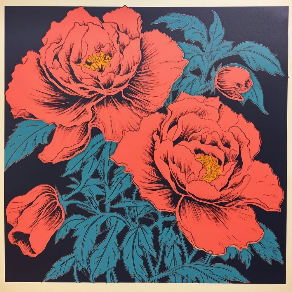 Peony 3 Pop Art Illustration Square Art Print by Botanic Studio – Fy!