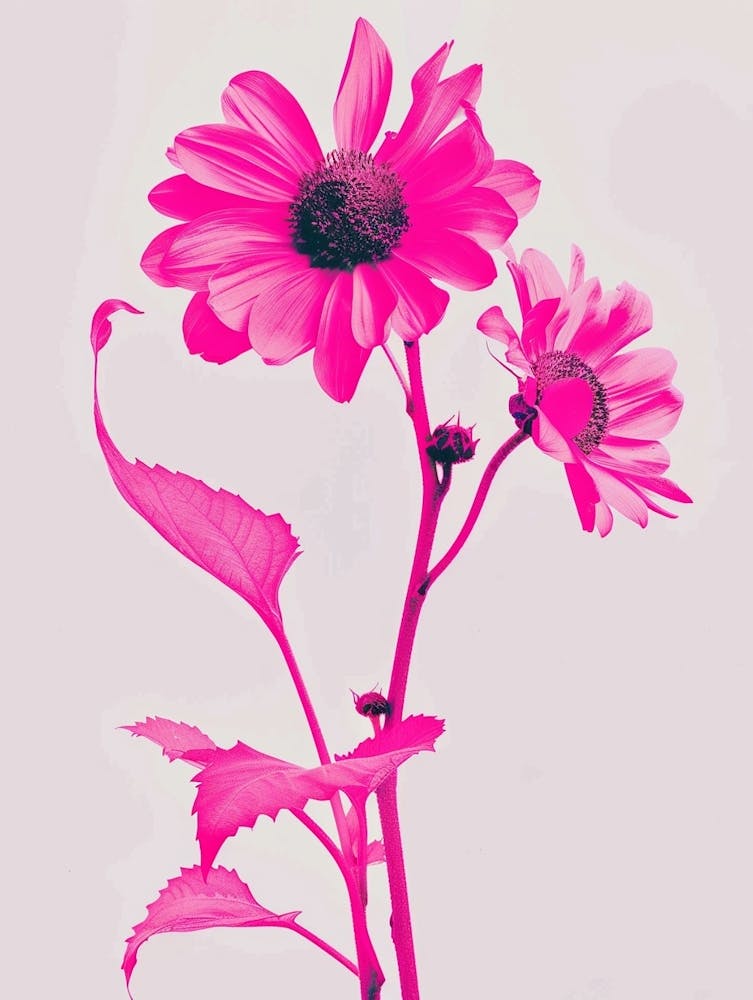 Hot Pink Sunflower 1 Art Print by Botanic Studio – Fy!