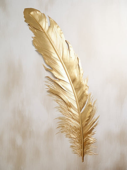 Gold Feather Wall Art 1 Art Print by Moving Clouds Art – Fy!