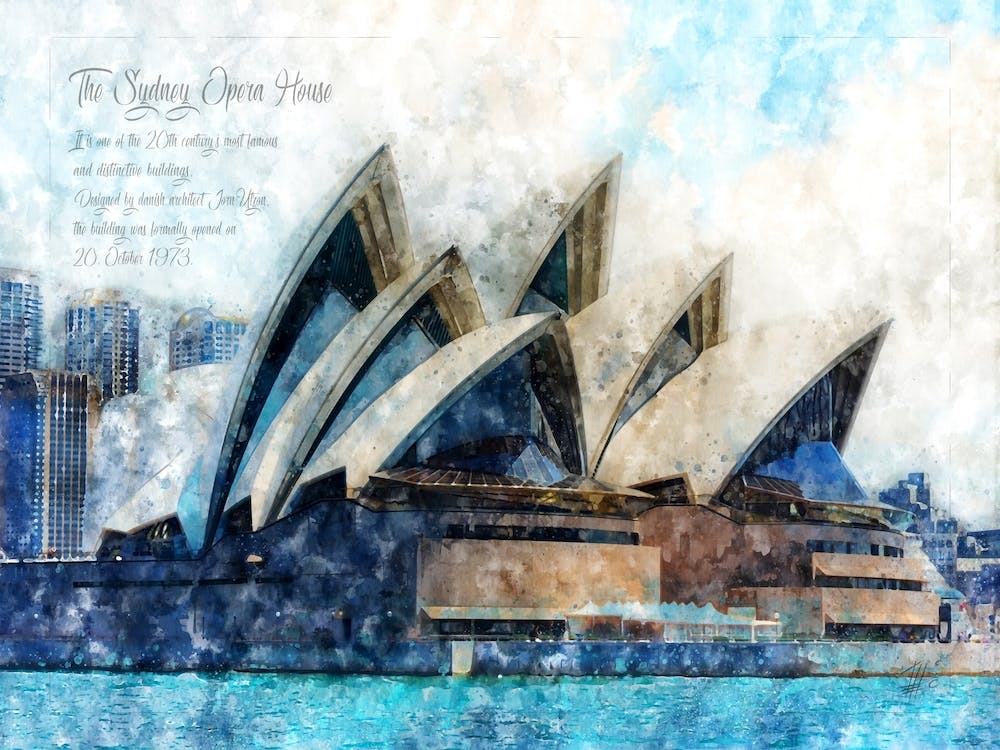 Sydney Opera, Watercolor Art Print by Theo's Picture Factory – Fy!