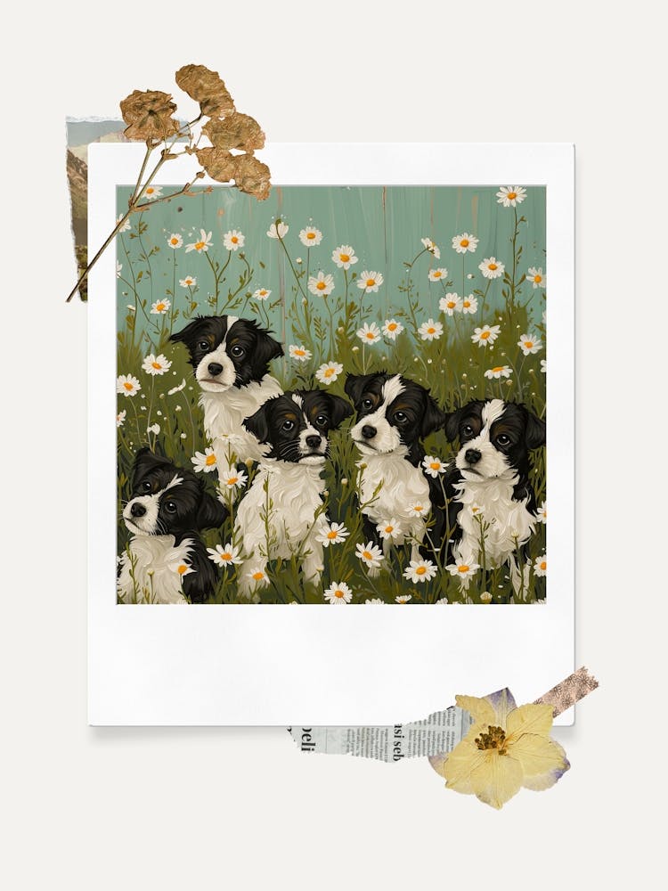 Scrapbook Puppies Fairycore Painting 2 Art Print by All Things Fairy – Fy!