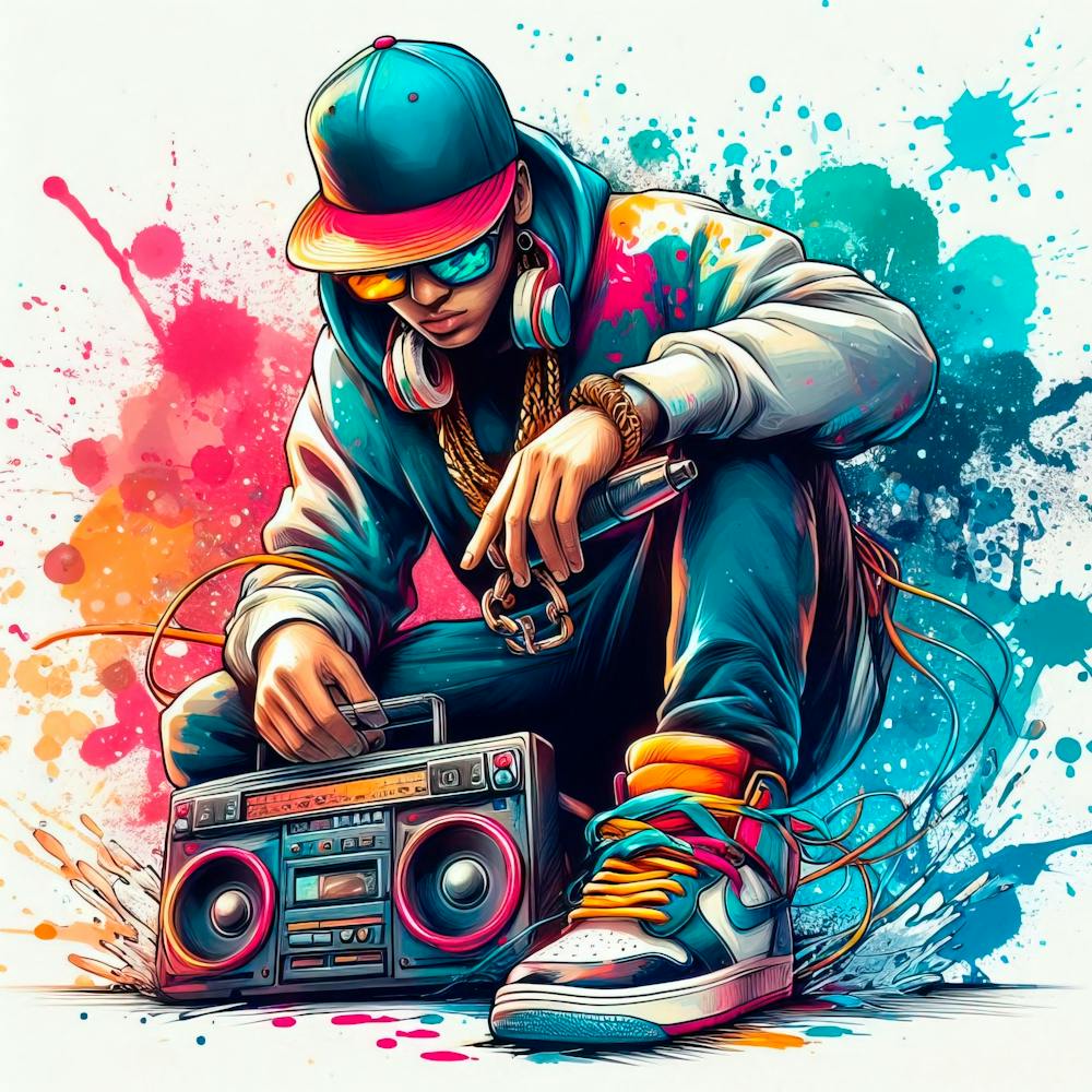 Hip Hop Watercolor Splash Well Defined Vibrant Colors 2 Art Print by ...