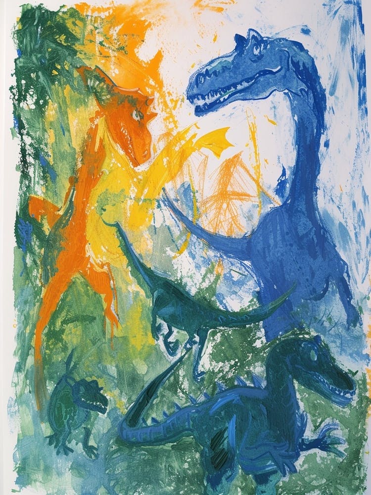 Abstract Group Of Dinosaurs Painting 3 Art Print by Dino Delights – Fy!