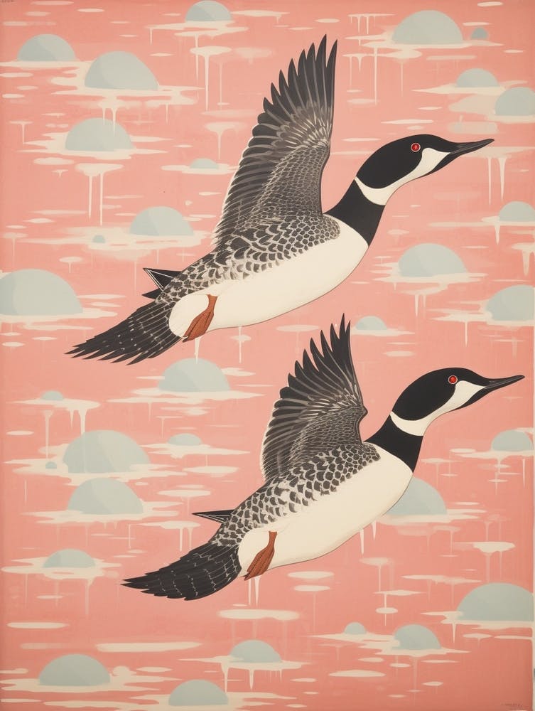 Vintage Japanese Inspired Bird Print Common Loon 1 Art Print by ...