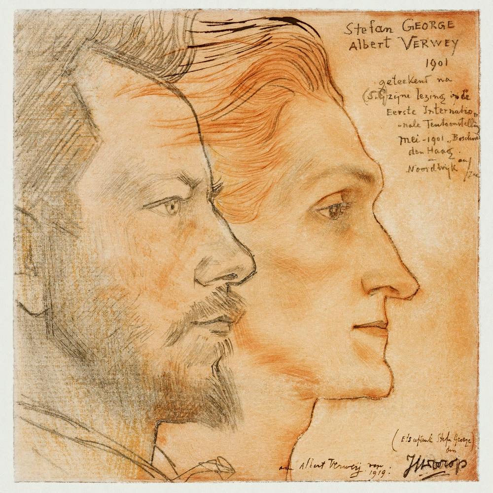 Portraits Of Albert Verwey And Stefan George (1901), Jan Toorop Art ...