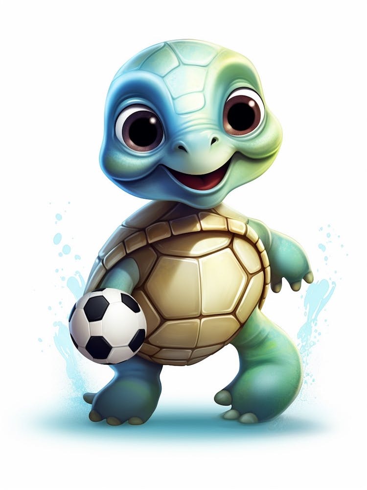 Baby Turtle Playing Football 1 Art Print by Marine Masterpieces – Fy!