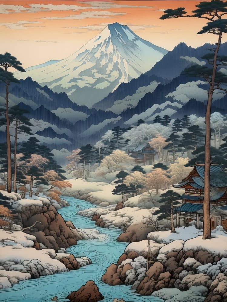 Shirakawa Go In Gifu, Ukiyo E Drawing 2 Art Print by Ukiyo-e Wonders – Fy!
