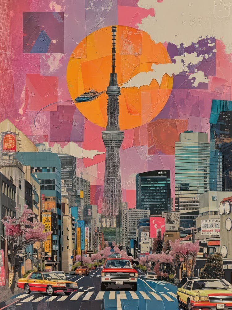 Tokyo Retro Collage Style 2 Art Print by Cityscape Art Co. – Fy!
