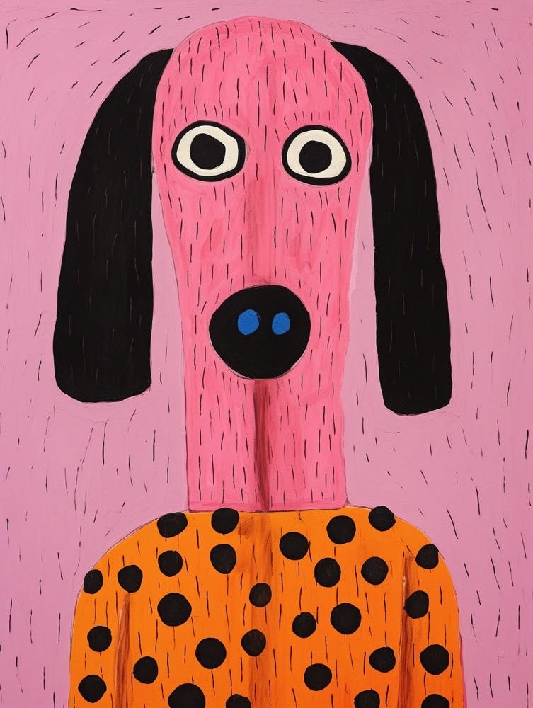Pink Polka Dot Dog 2 Art Print by Scribble Studio – Fy!