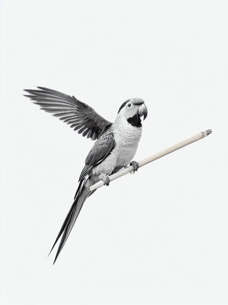 Parrot B&W Pencil Drawing 4 Bird Art Print by Featherline – Fy!