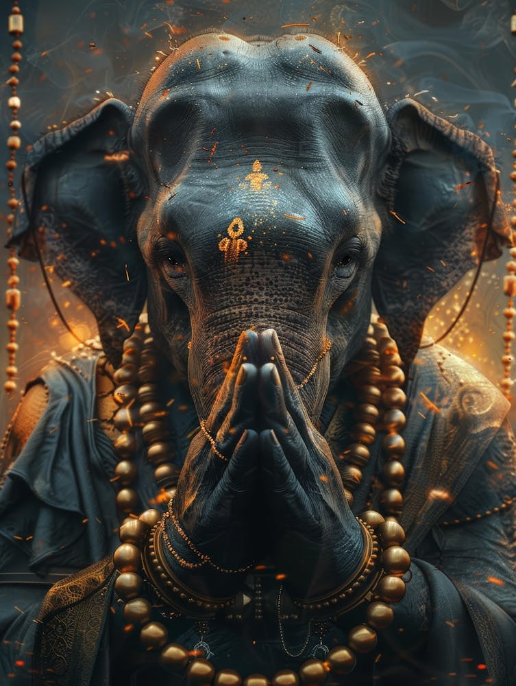 Elephant Praying Art Print by Moving Clouds Art – Fy!