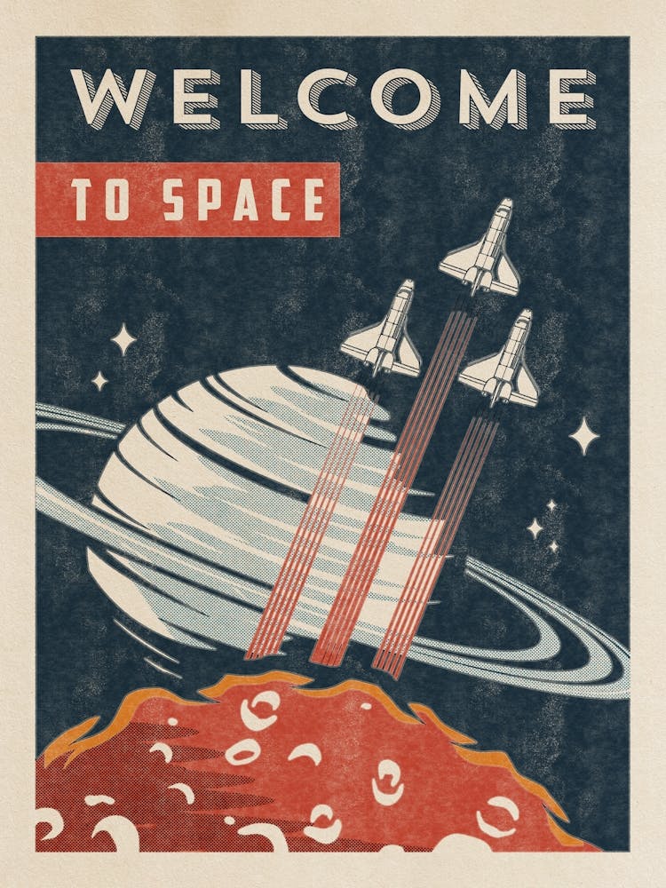Welcome to Space — Vintage space poster, retro space art, propaganda ...