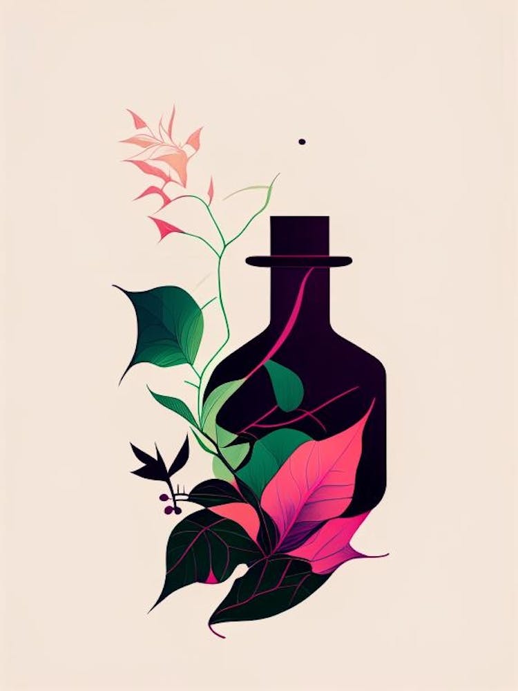 Poison Ivy Potion Minimal Line Drawing 3 Art Print by Leaf & Stem ...