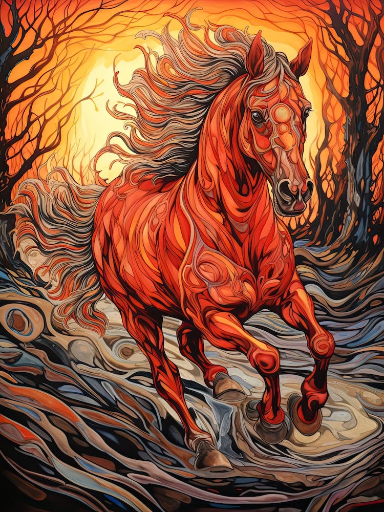 A Horse Painting In The Style Of Grattage 4 Art Print by Equine ...