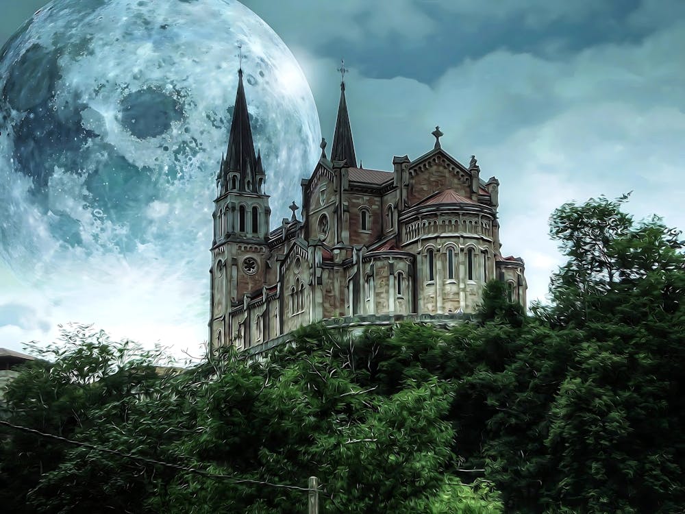 Full Moon Over A Church Art Print by Johana Artistic Whispers – Fy!
