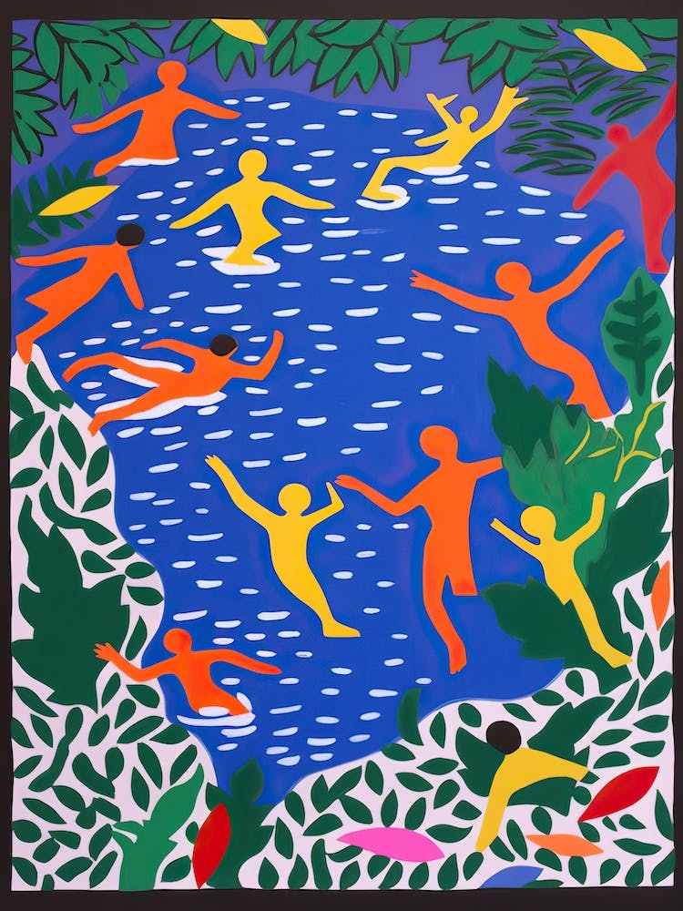 Swimming In The Style Of Matisse 2 Art Print by SportsArt Masters – Fy!