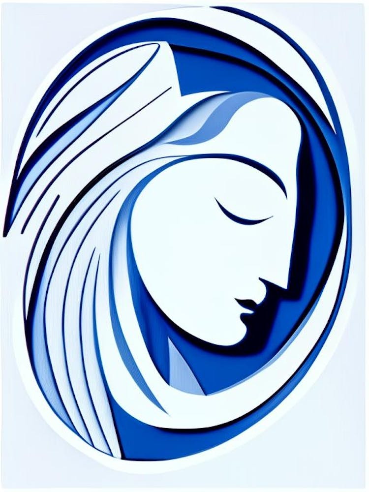 Compassion Symbol Blue And White Line Drawing Art Print by Symbolic ...