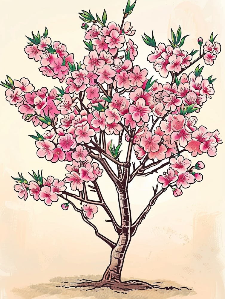 Cherry Blossom Tree Storybook Illustration 2 Art Print by Bough And ...
