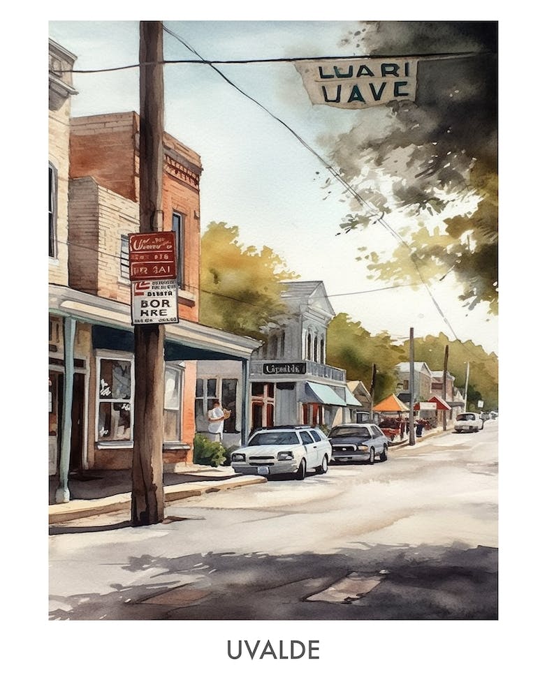 Uvalde Watercolor 3travel Poster Art Print by Fusion Designs – Fy!