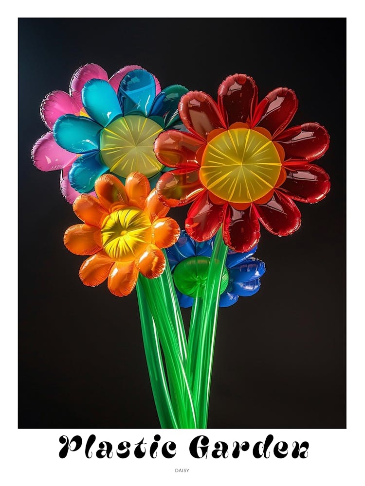 Bright Inflatable Flowers Poster Daisy 4 Art Print by Botanic Studio – Fy!