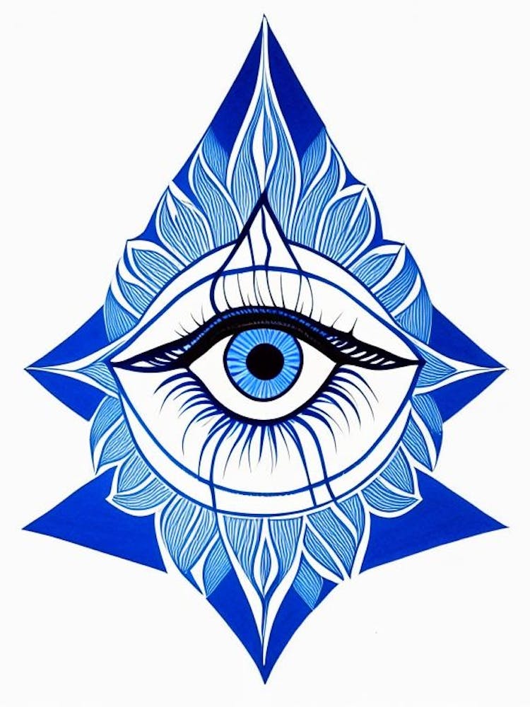 The Ajna Chakra, Symbol, Third Eye Blue & White 3 Art Print by Symbolic ...
