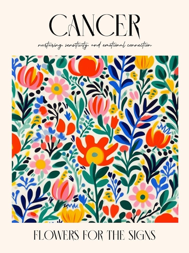 Flowers For The Signs Cancer Zodiac Sign Art Print by Stellar Prints – Fy!