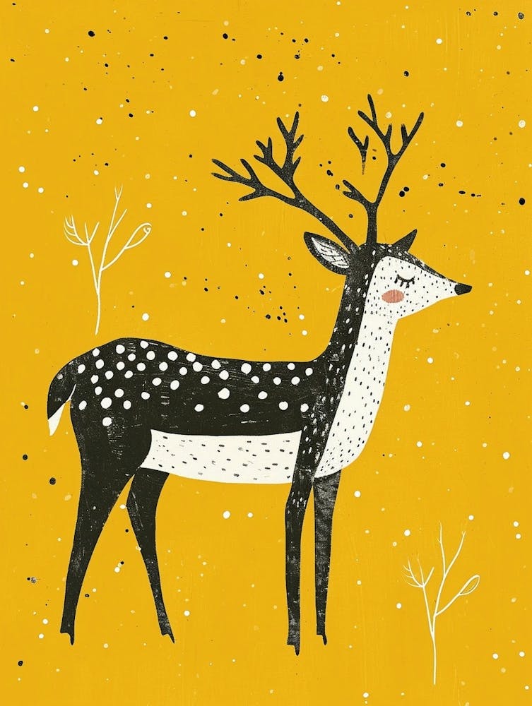 Yellow Caribou 2 Art Print by Scribble Studio – Fy!
