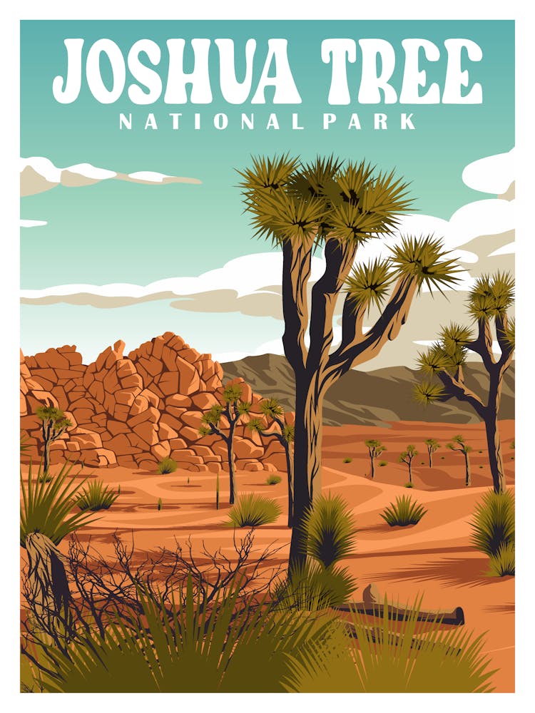 Joshua Tree National Park Vintage Travel Poster Art Print by Wild ...