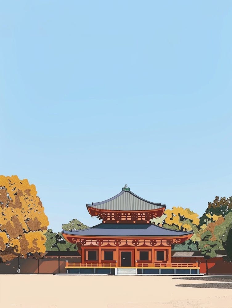 Todai Ji Temple Nara 1 Colourful Illustration Art Print by Japan ...