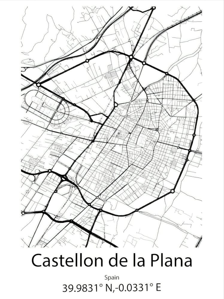Castellon De La Plana,Spain Minimalist Map Art Print by Kamluu – Fy!