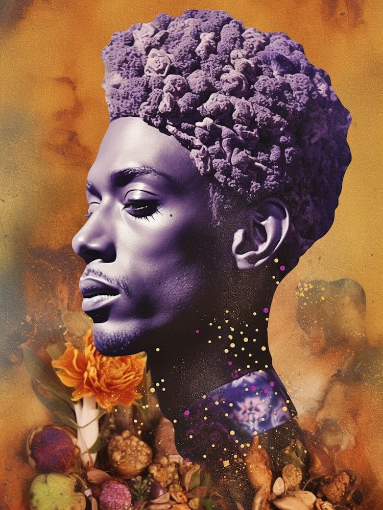 Afro Collage Portrait Purple 14 Art Print by AfroFusion – Fy!