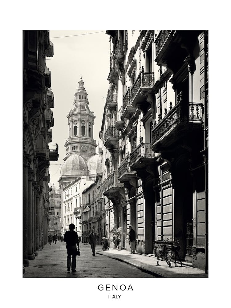 Poster Of Genoa, Italy, Black And White Analogue Photography 2 Art ...