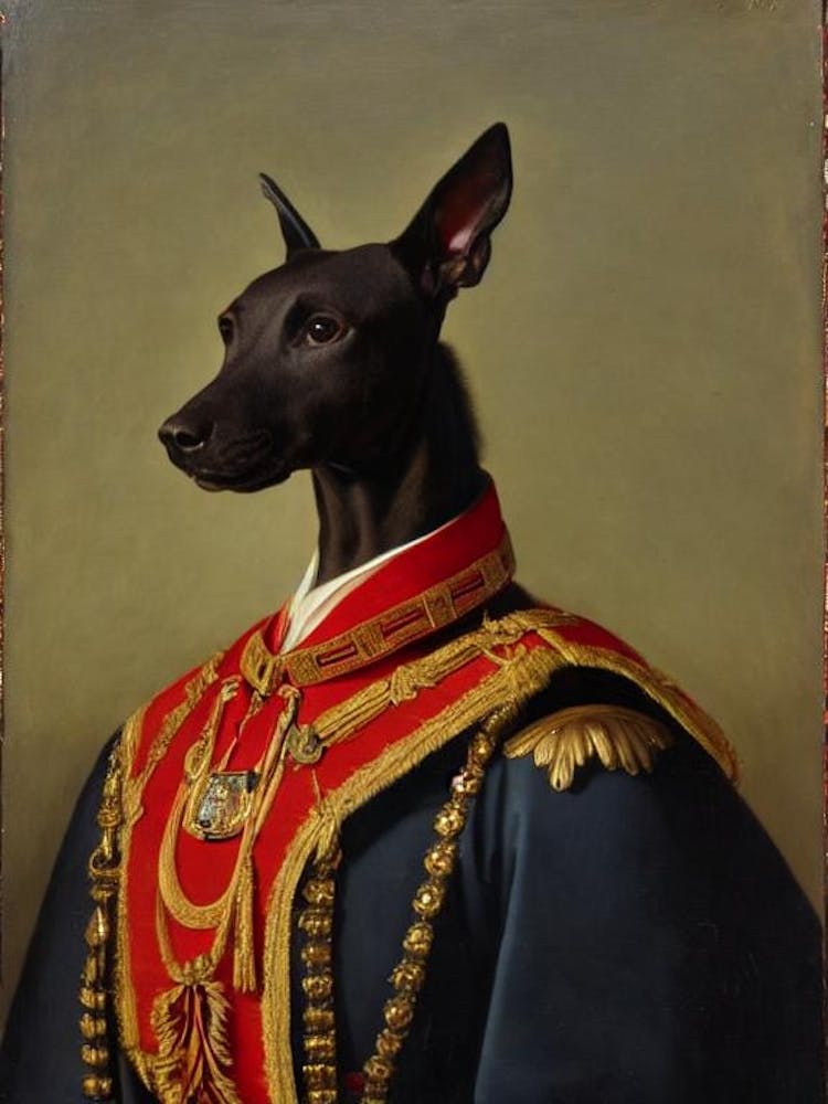 Xoloitzcuintli 2 Renaissance Portrait Oil Painting Art Print by ...