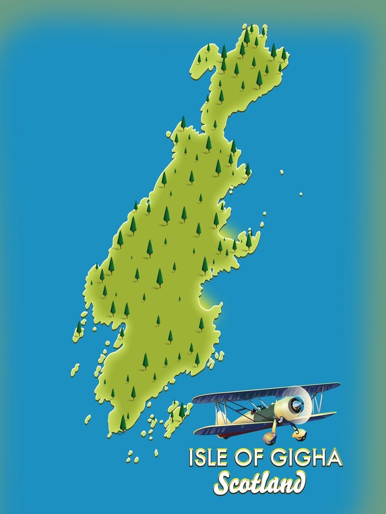 Isle Of Gigha Scotland Travel Map Art Print by Nicks emporium – Fy!