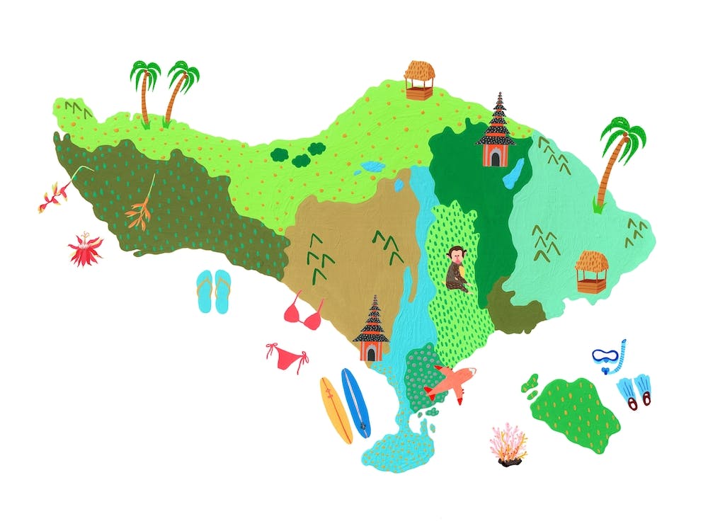 Map Of Bali Art Print by Fern Choonet Illustration – Fy!