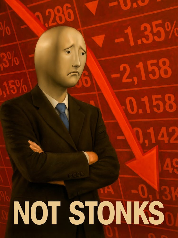 Stonks Fail Meme Man Poster - Crash, Dips and Pain: When the market ...