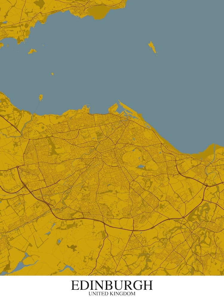 Edinburgh Yellow Blue Map Art Print by Mapply – Fy!