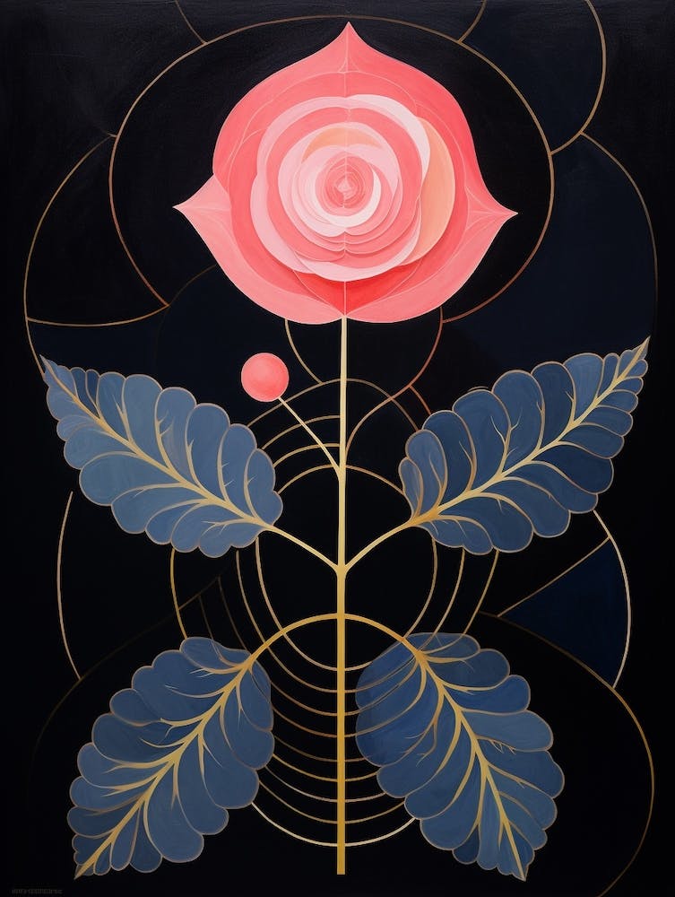Rose 4 Hilma Af Klint Inspired Flower Illustration Art Print by Botanic ...