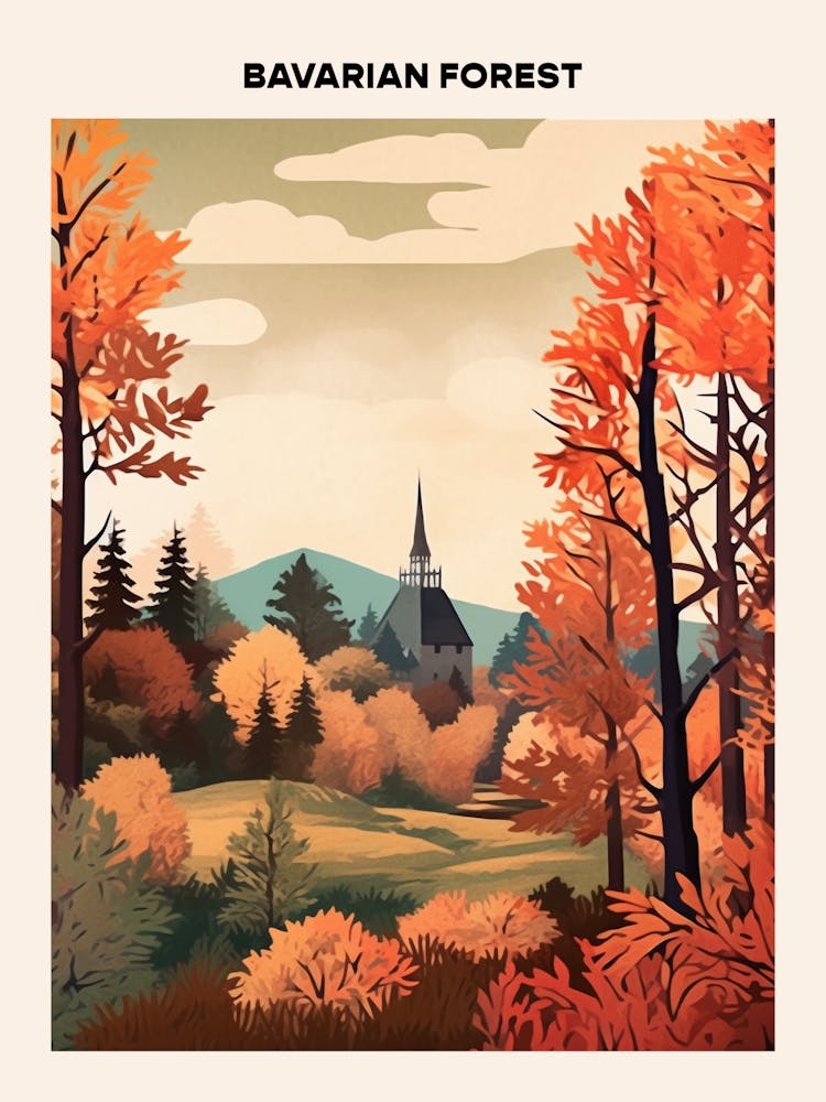 Bavarian Forest Midcentury Travel Poster Art Print by Travel Poster ...