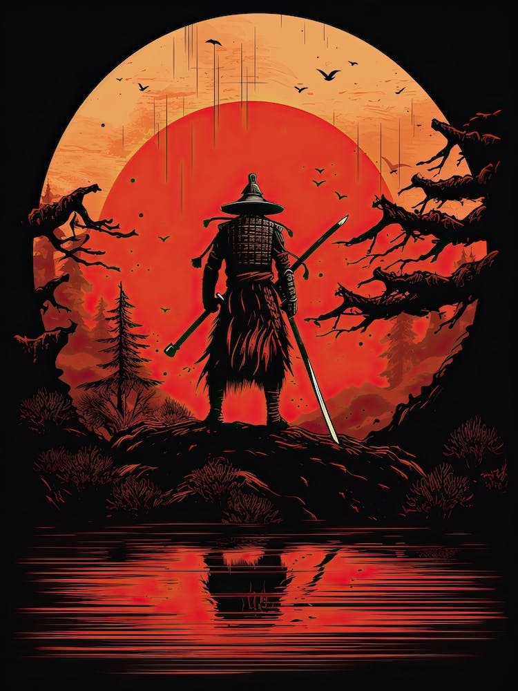 Samurai Shodo Style Illustration 1 Art Print by Blade and Brush – Fy!
