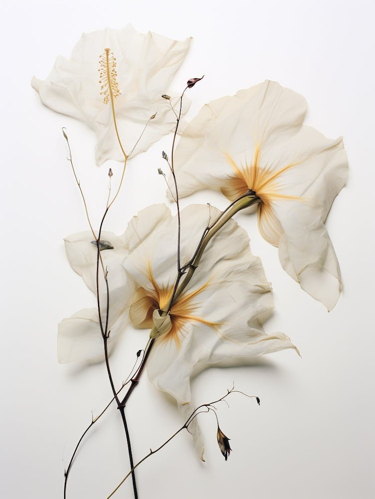 Pressed Flower Botanical Art Moonflower 1 Art Print by Botanic Studio – Fy!